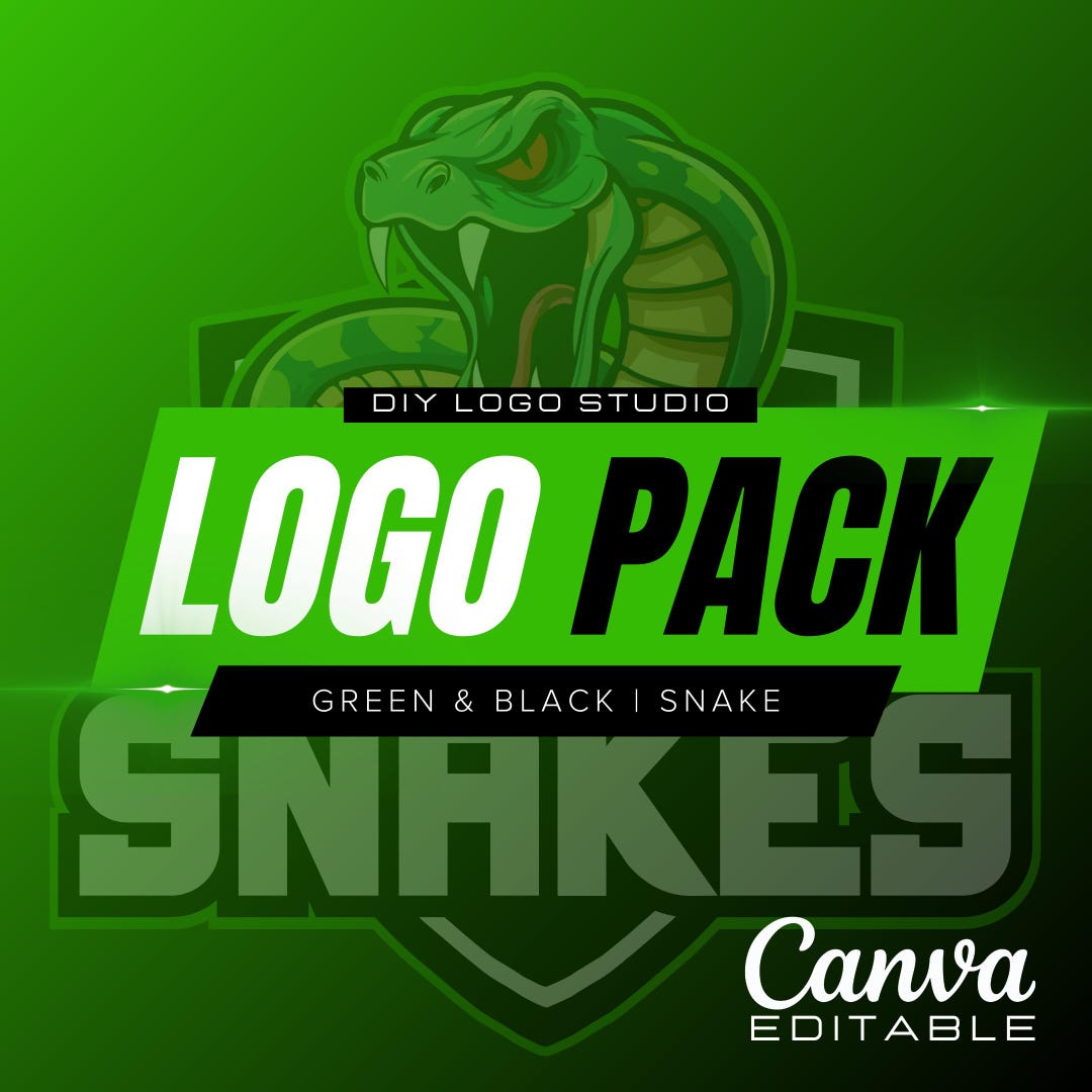 DIY Snakes Logo Pack for Esports/gamer/teams: Green & Black Modern ...