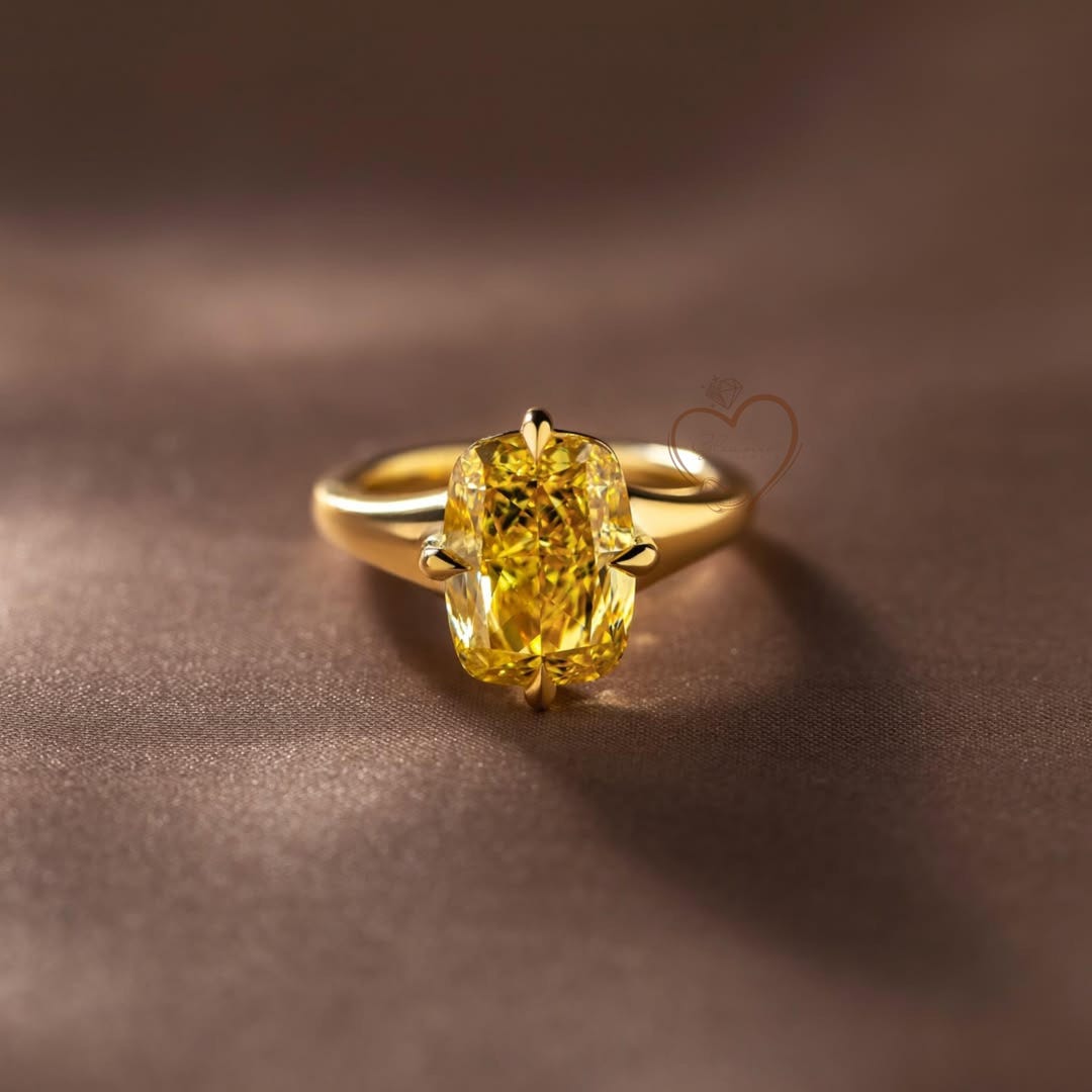 3 CT Canary Yellow Elongated Cushion Lab Grown Diamond IGI & Moissanite ...