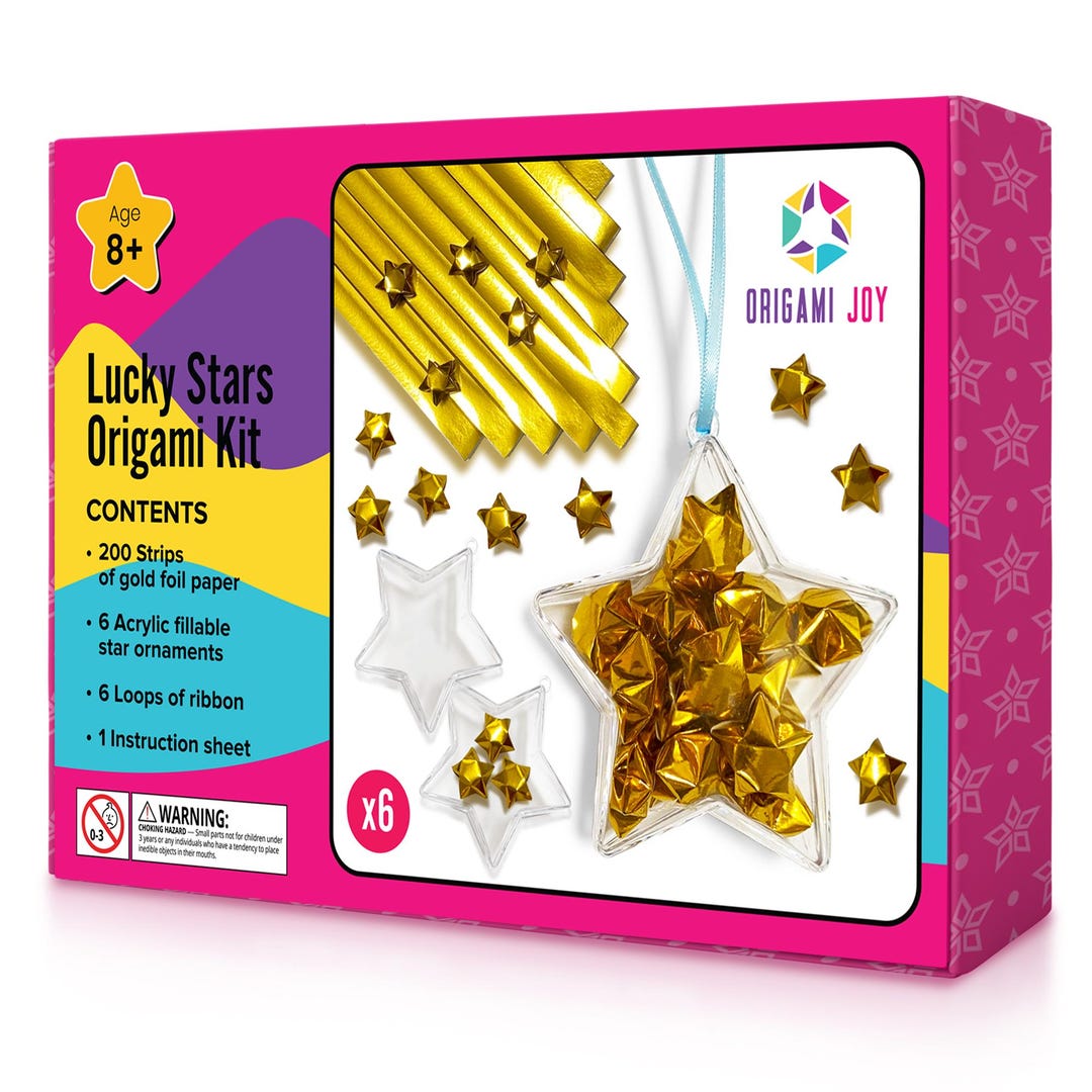 Lucky Star Origami Kit. Fillable Star-shaped Ornaments + 200 Gold Foil ...