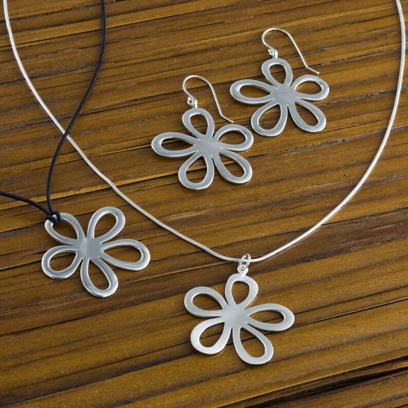 Handmade, Reversible Open Flower Pendant, Sterling Silver - Etsy