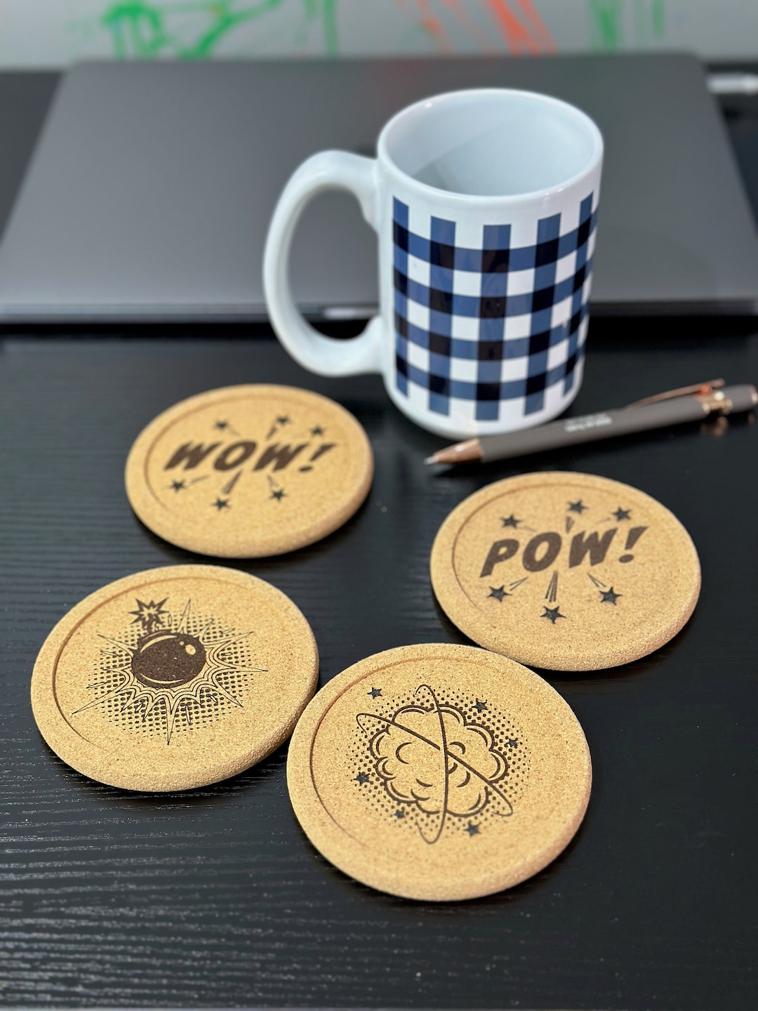 Drink Coasters Laser-engraved Cork | Superhero Comic Book Comic-themed ...