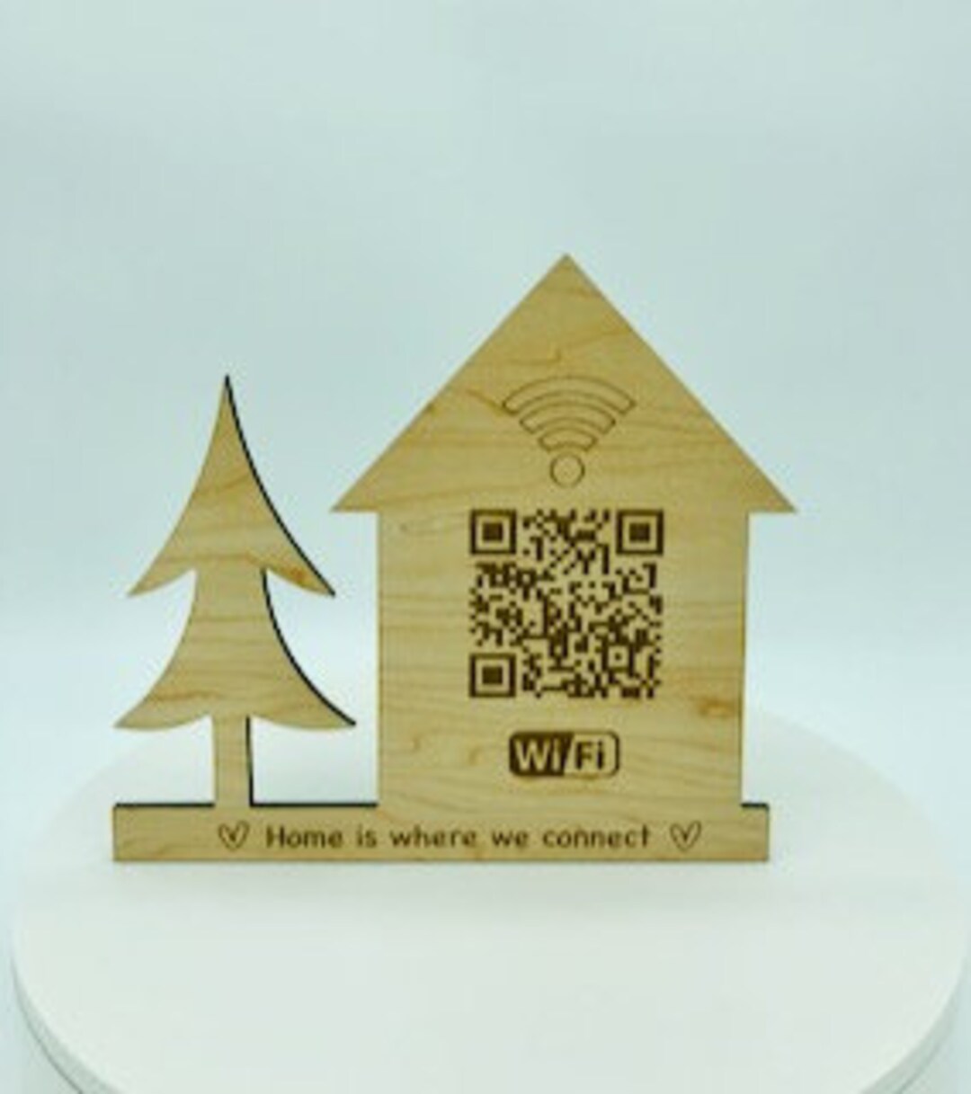 Laser Engraved Wifi QR Code Sign House and Tree Design - Etsy