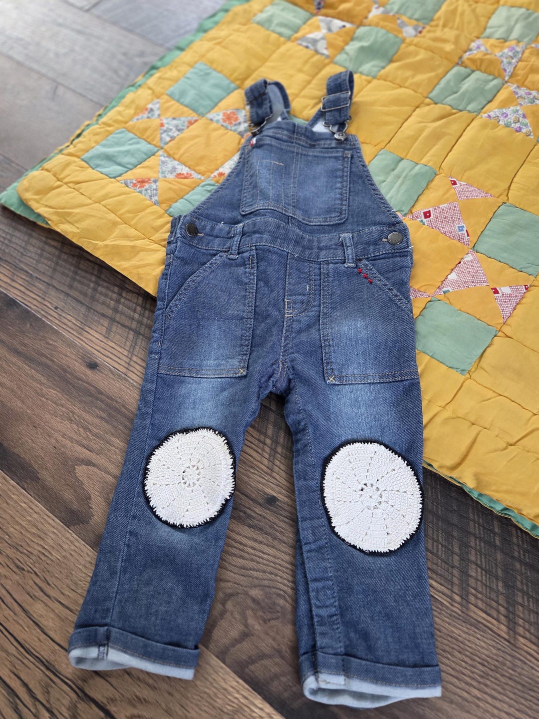 Toddler Denim Overalls 2T, Genuine Kids, Doily Knee Patches - Etsy