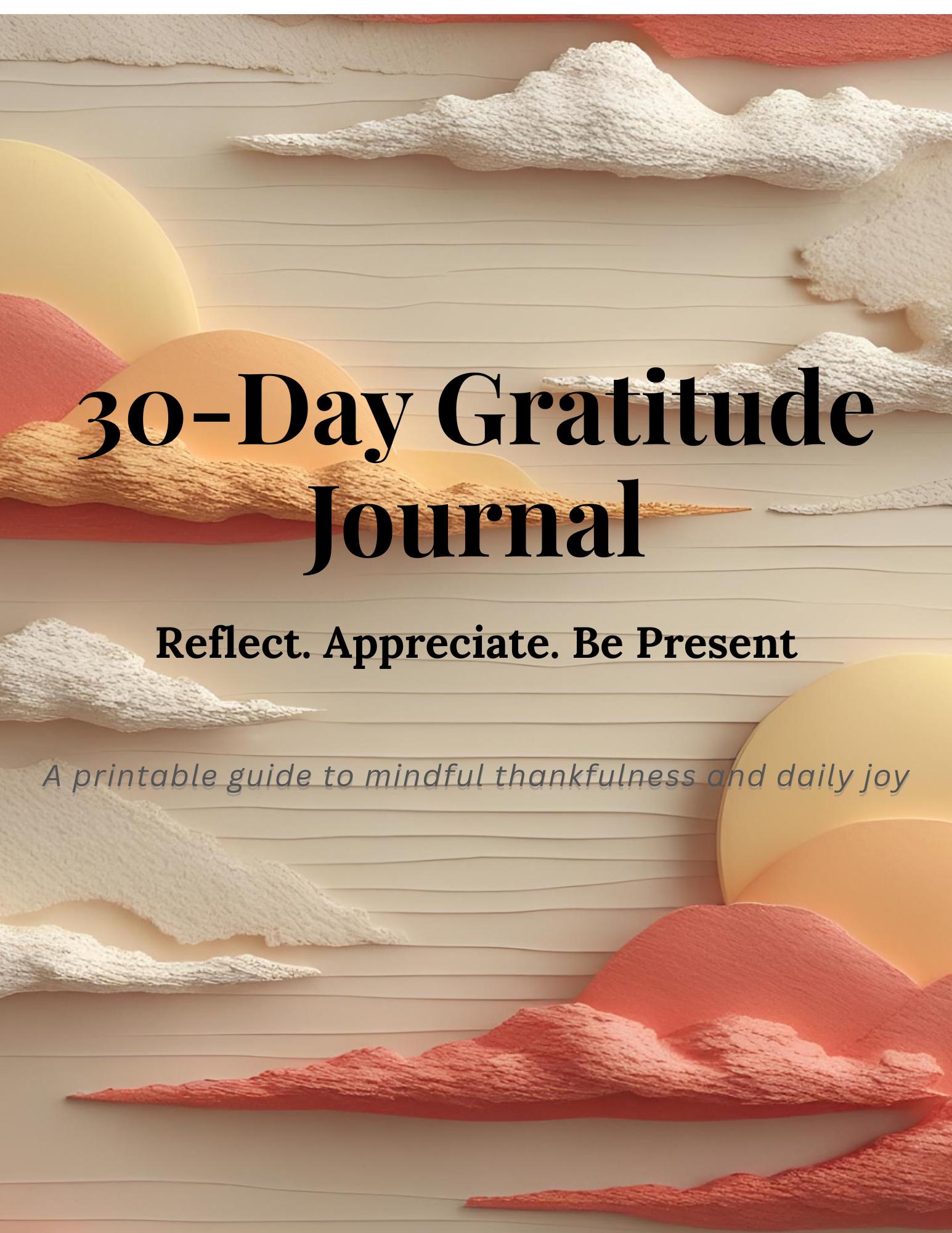 30 Day Gratitude Journal Printable PDF | Daily Reflection Journal ...