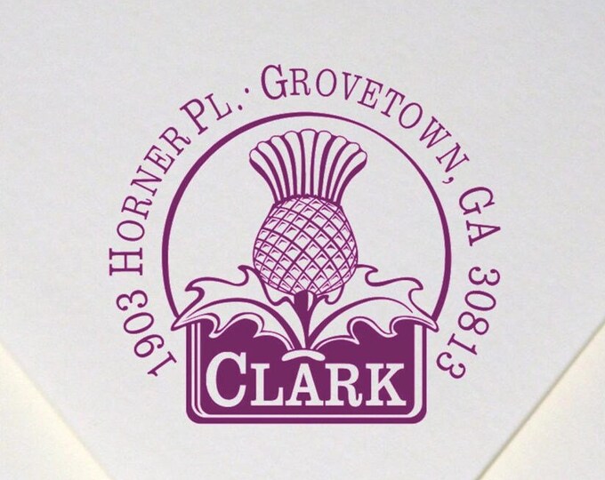Self Inking Thistle Return Address Stamp, Scottish Thistle, Thistle ...
