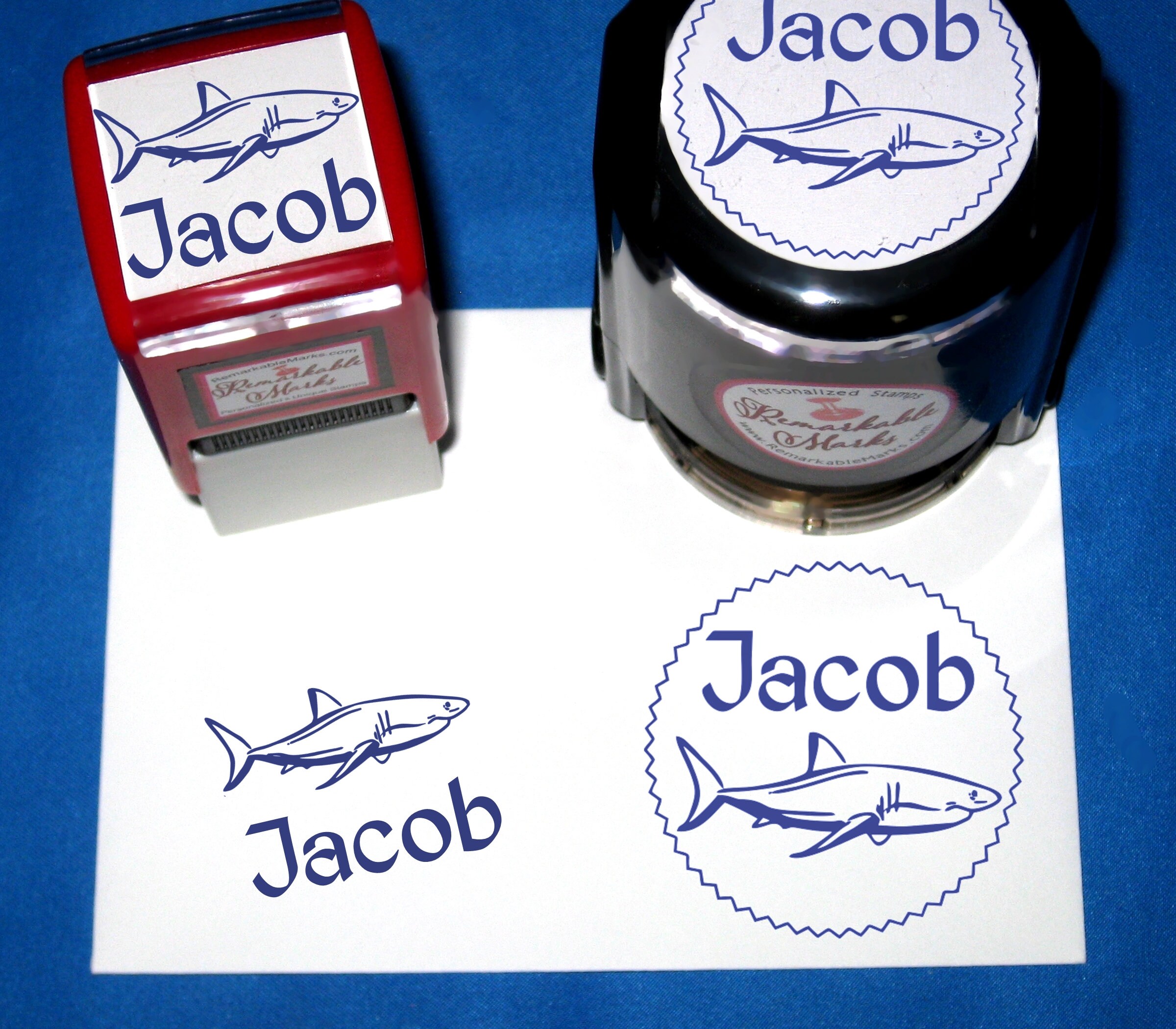 Shark Child's Personalized Stamp, Shark Rubber Stamp, Great White Shark ...