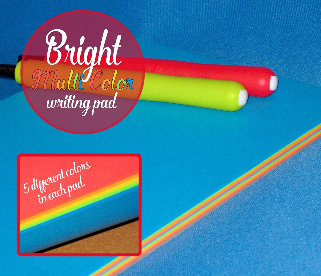 Colorful Notepad, Blank Neon Letter Writing Paper for Kids, Rainbow ...
