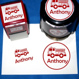 Fire Engine Child's Personalized Stamp, Name Stamp, Fire Truck Gift ...