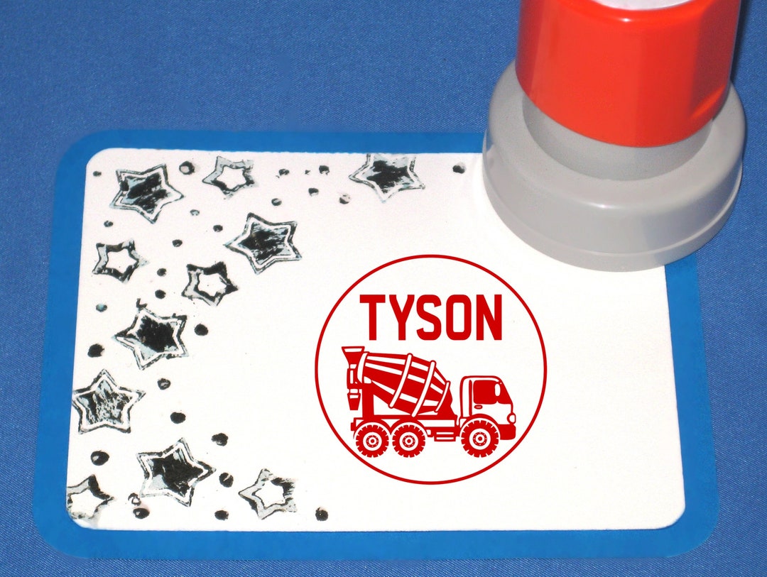Cement Truck Child's Name Stamp, Cement Truck Kids Personalized Stamp ...