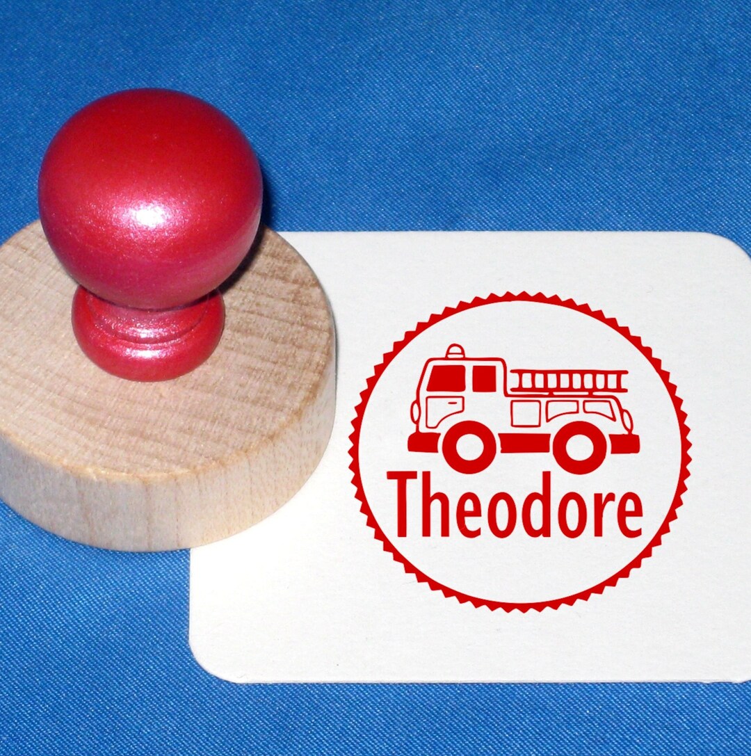 Fire Engine Child's Personalized Stamp, Name Stamp, Fire Truck Gift ...