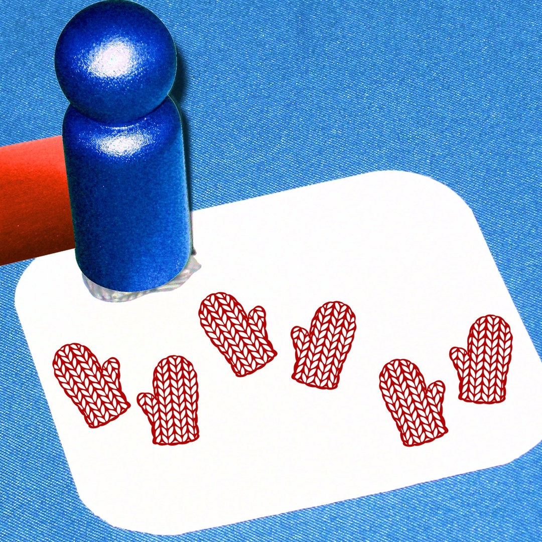 Mitten Stamp, Pair of Mittens Rubber Stamp, Knit Mittens Stamp, Winter ...