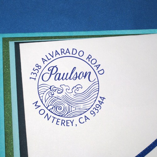 Address Stamp Self-inking Ocean Wave Beach House Custom - Etsy