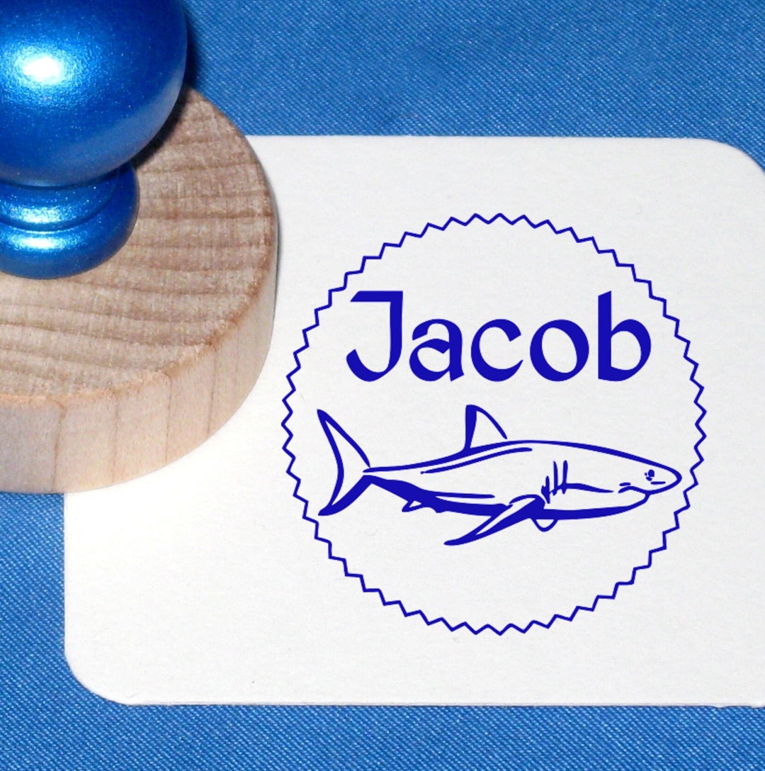 Shark Child's Personalized Stamp, Shark Rubber Stamp, Great White Shark ...