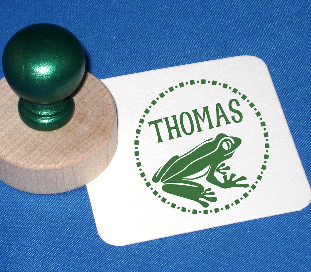Frog Child's Name Stamp Frog Rubber Stamp Personalized - Etsy