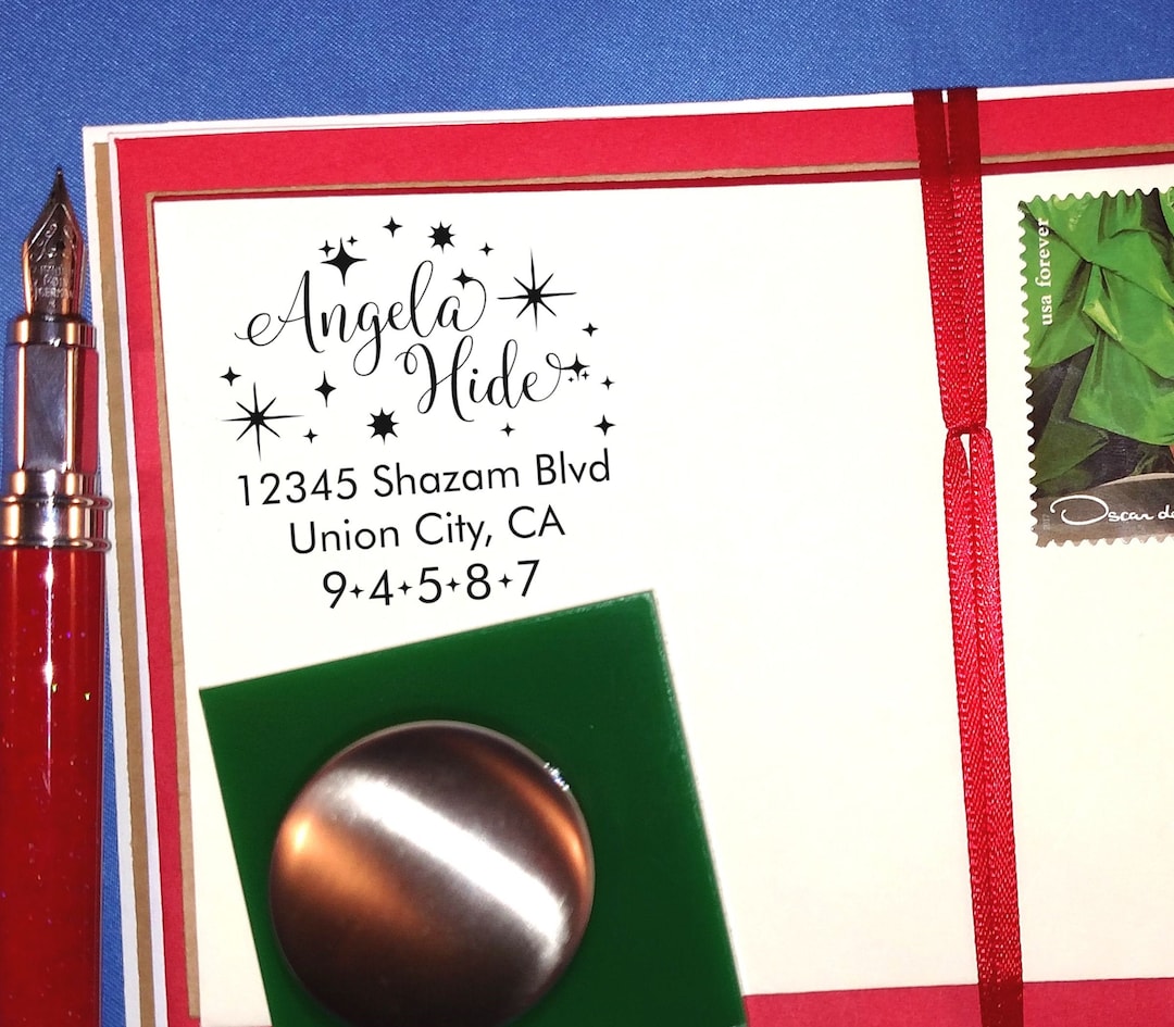 Custom Festive Holiday Address Stamp, Christmas Return Address, Holiday ...