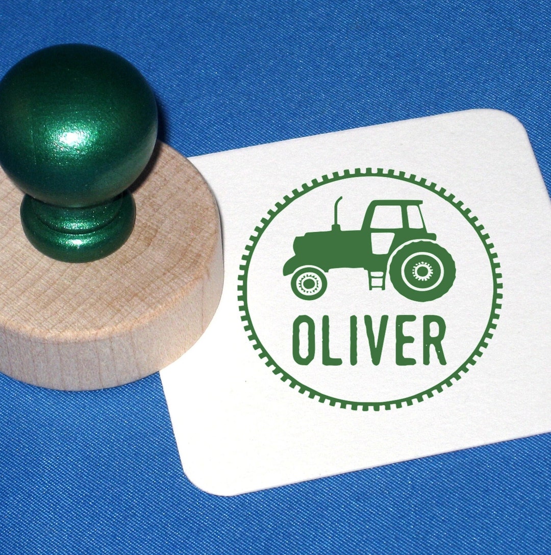 Tractor Name Stamp, Personalized Stamp, Farmer Birthday, Tractor ...