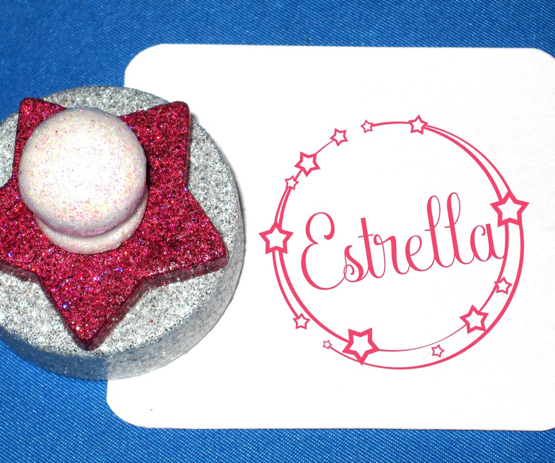 Stars Name Stamp Custom Star Stamp for Kids Swirling Stars - Etsy