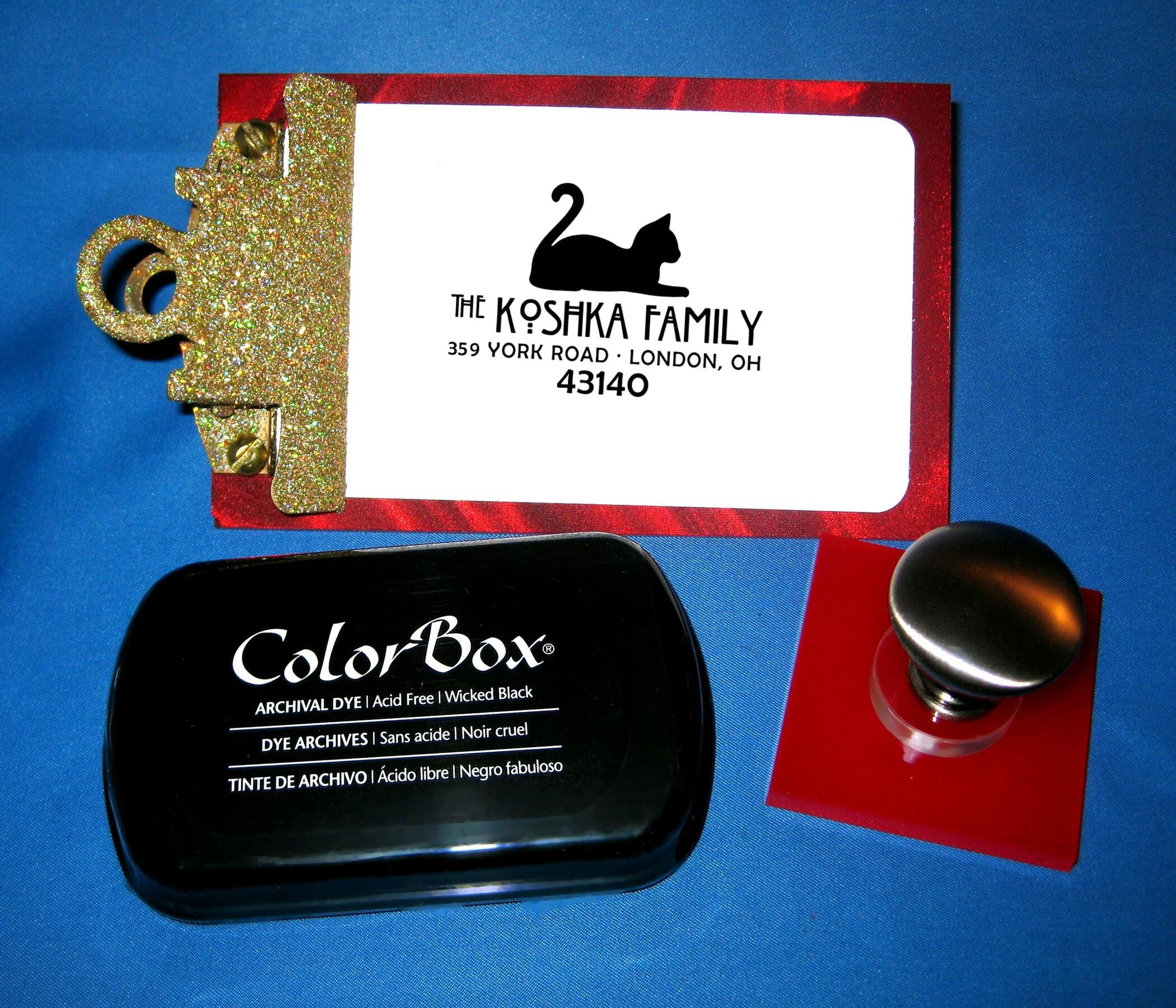 Cat Address Stamp Craftsman Style Cat Return Address Stamp | Etsy