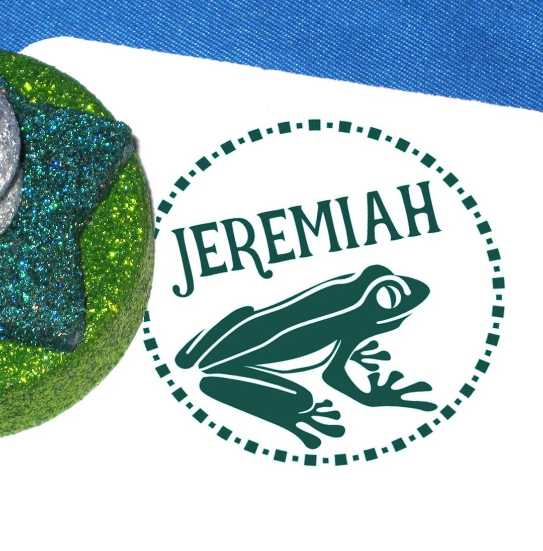 Frog Child's Name Stamp, Frog Rubber Stamp, Personalized Frog Stamp ...