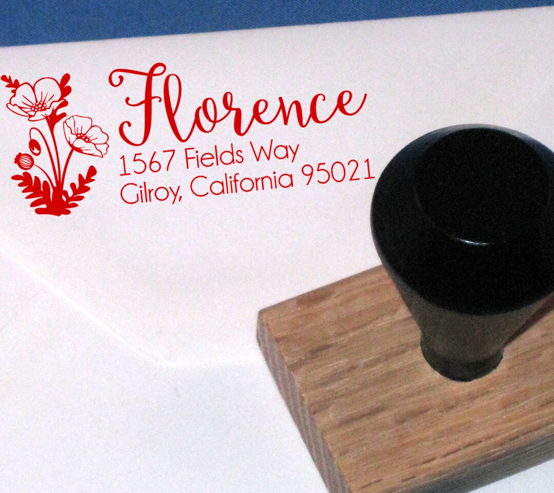 Personalized Poppy Flower Address Stamp Custom Floral Stamp - Etsy