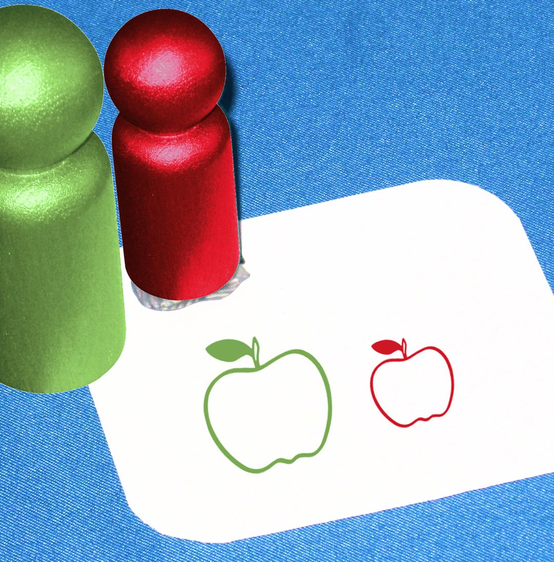 Apple Rubber Stamp, Little Apple Stamp, Fruit Stamp, Apple Outline ...