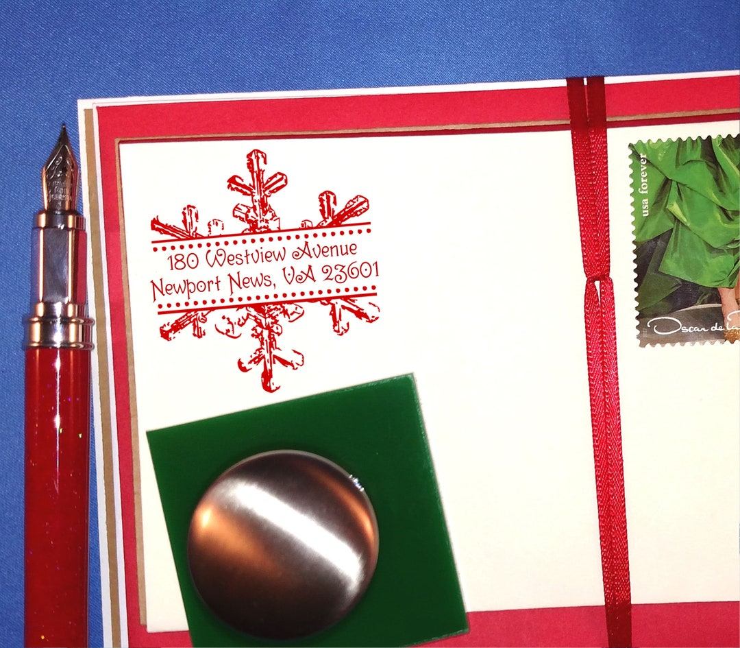 Snowflake Self-inking Stamp, Winter Address Stamp, Winter Wedding ...