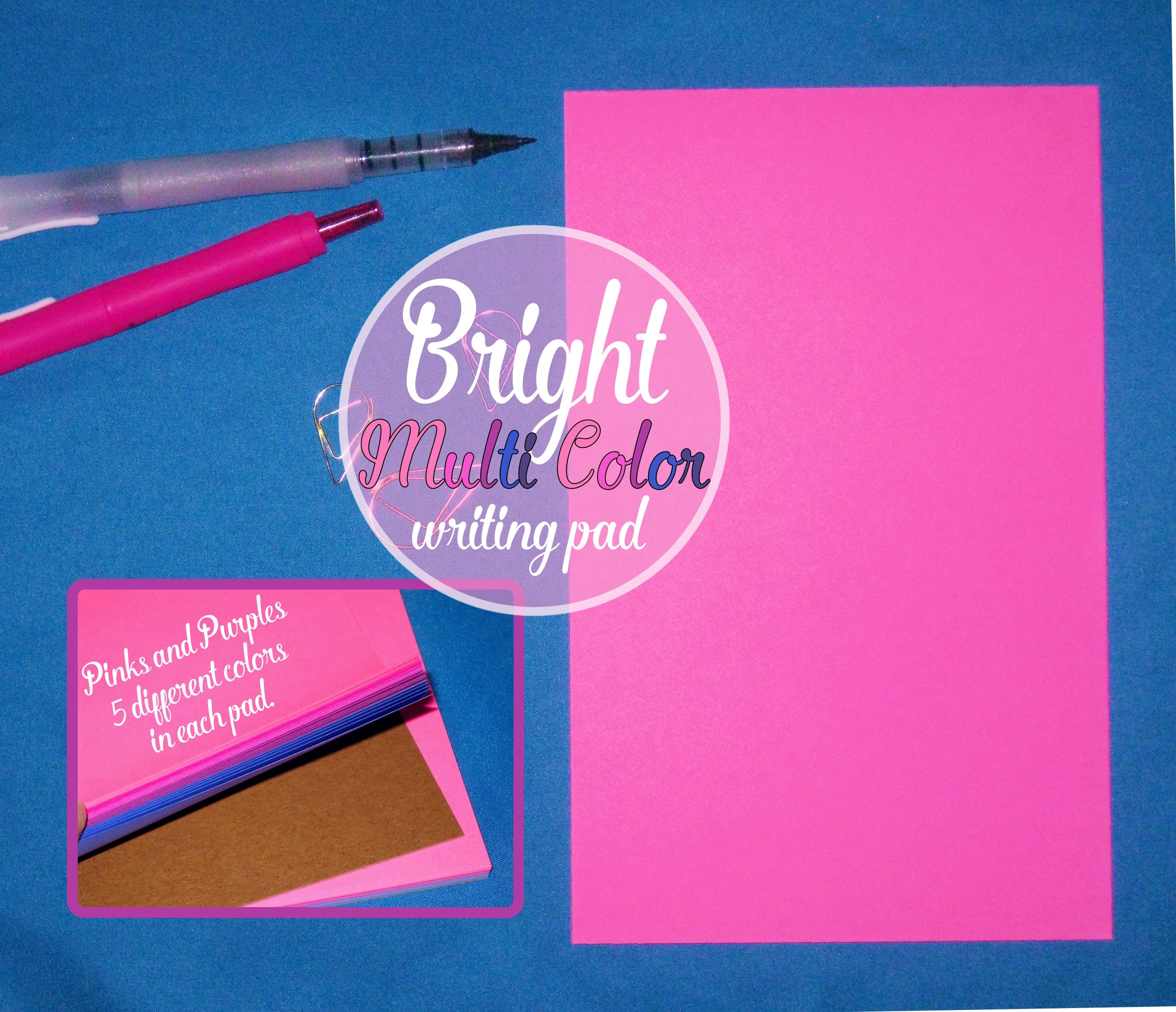 Bright Pink and Purple Writing Pad Penpal Notepad 25 Sheet | Etsy
