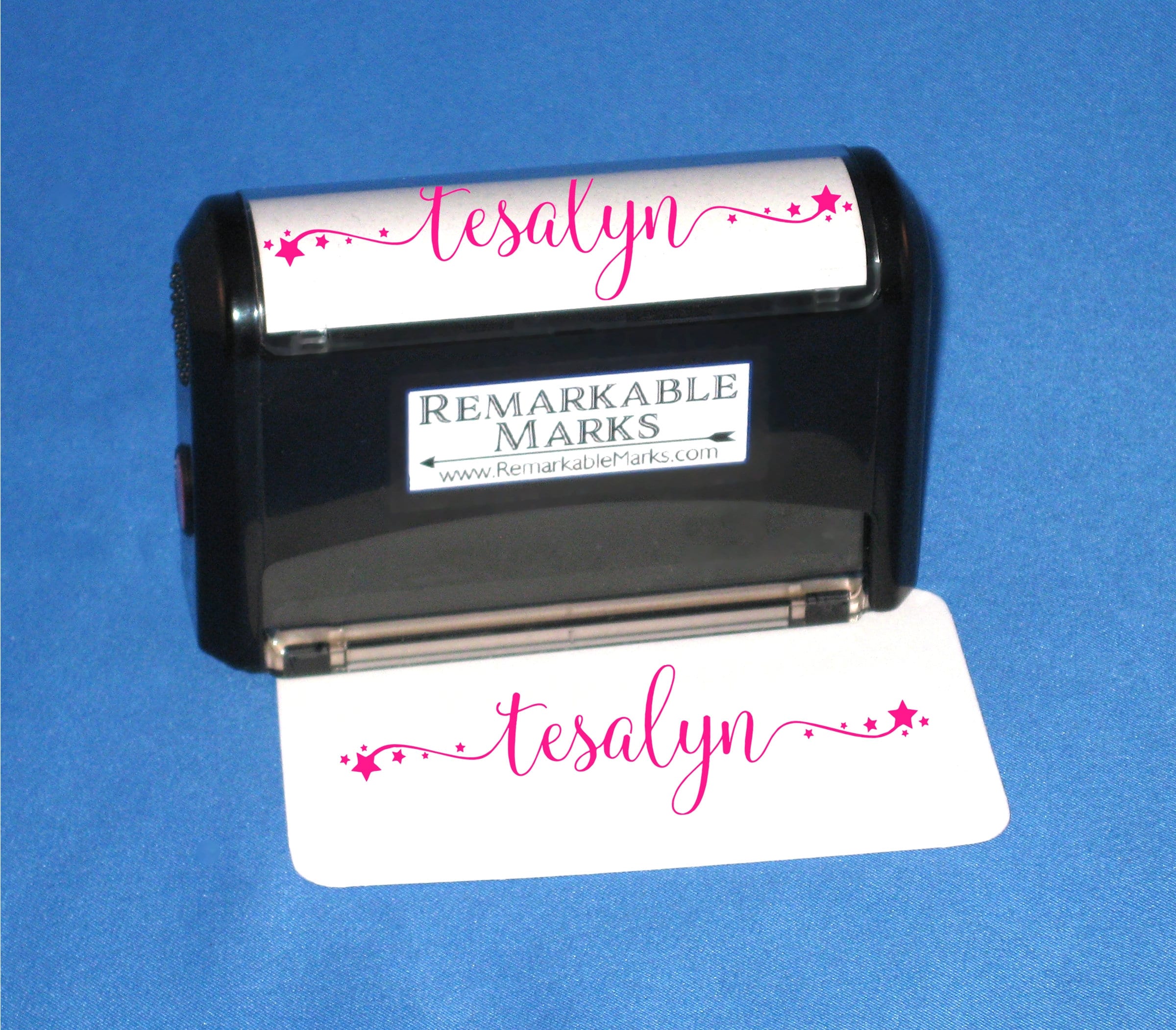 Stars Personalized Stamp, Self Inking Name Stamp, Calligraphy With ...
