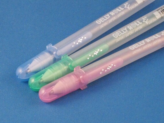 Gelly Roll Silver Shadow Pens 3 Gel Pens for Lettering Two tone Metallic Pens Jelly Roll Silver Shadow Pens Blue Pink and Green Etsy UK
