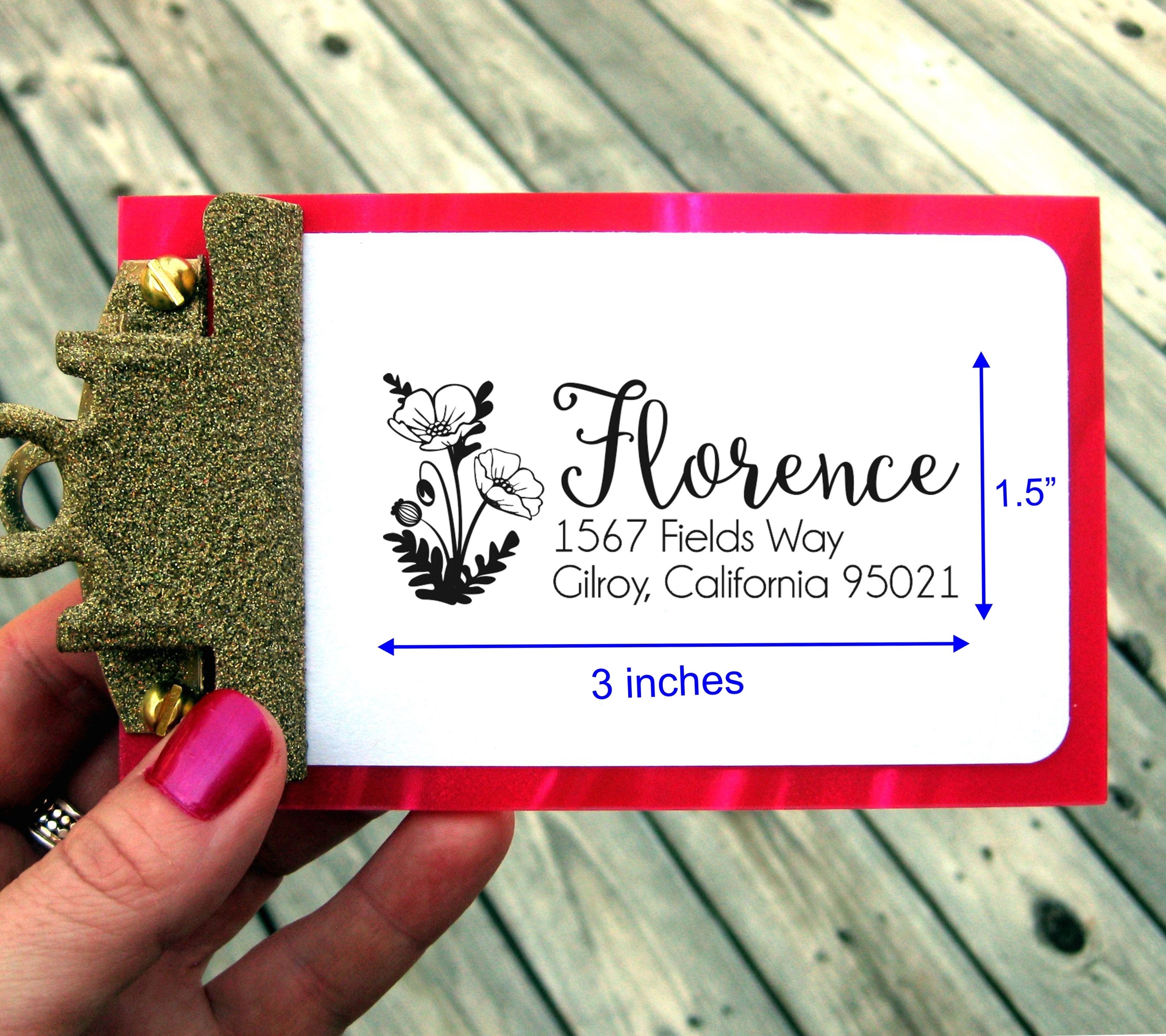Personalized Poppy Flower Address Stamp, Custom Floral Stamp, Wedding ...