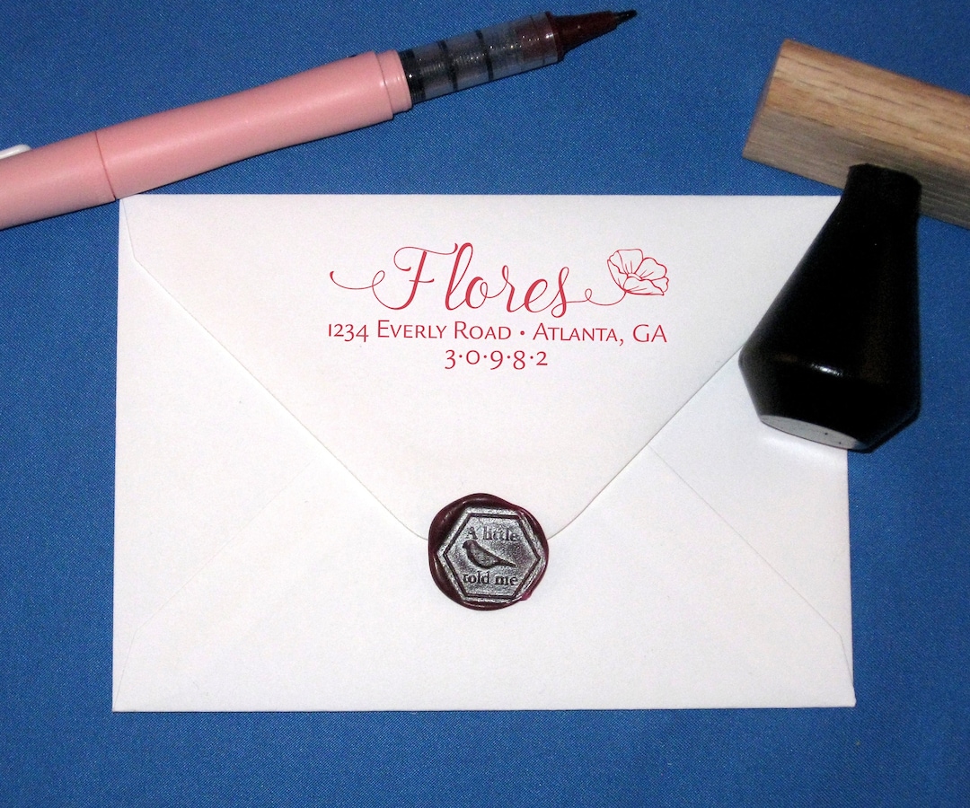 Floral Address Stamp, Custom Floral Stamp, Wedding Stamp, Botanical ...