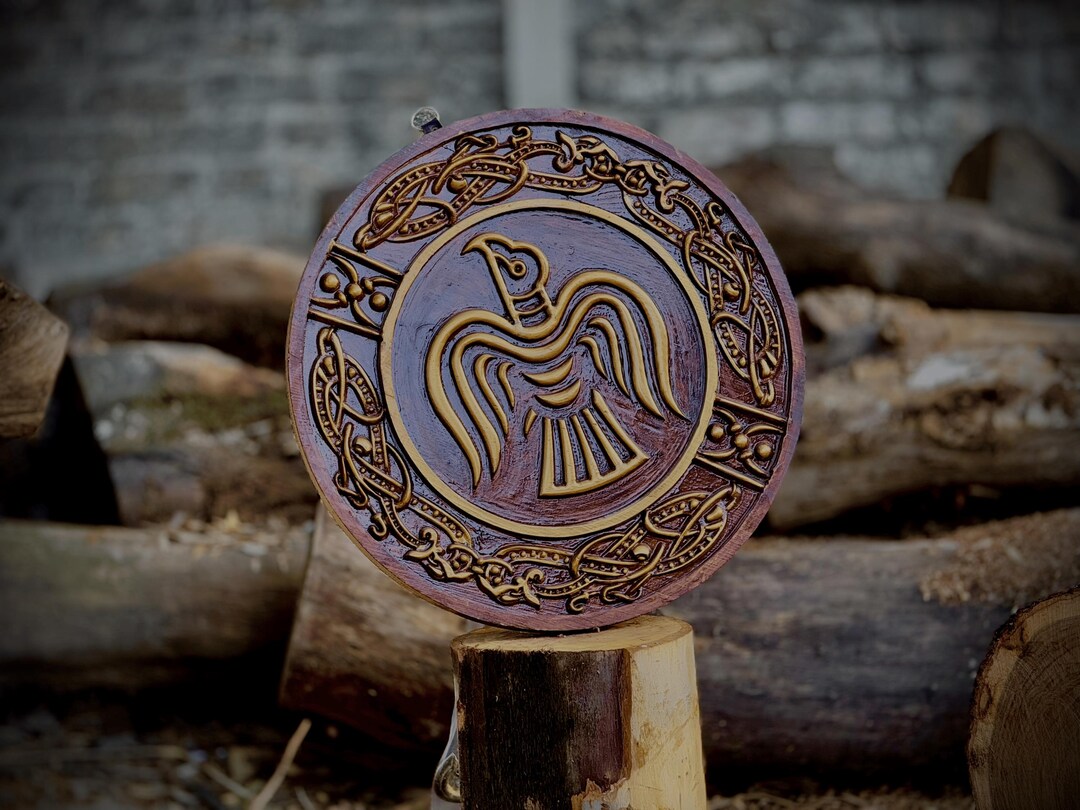 Hand-carved Raven Viking Shield: Norse Wall Decor, Cosplay Prop - Etsy