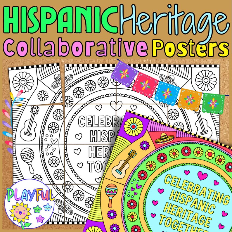 Hispanic Heritage Month Collaborative Poster Coloring Pages Craft ...