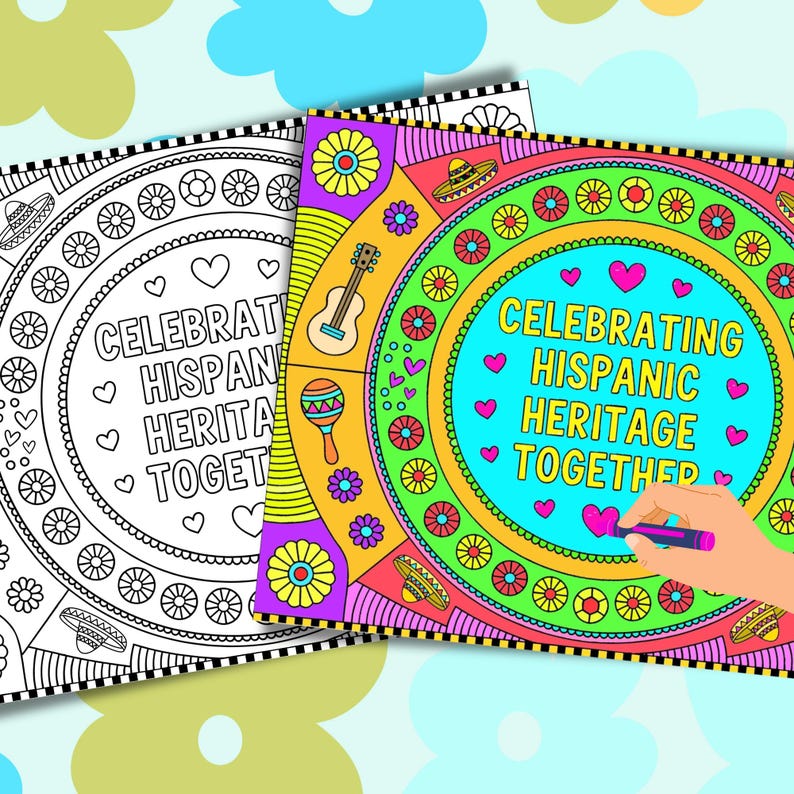 Hispanic Heritage Month Collaborative Poster Coloring Pages Craft ...