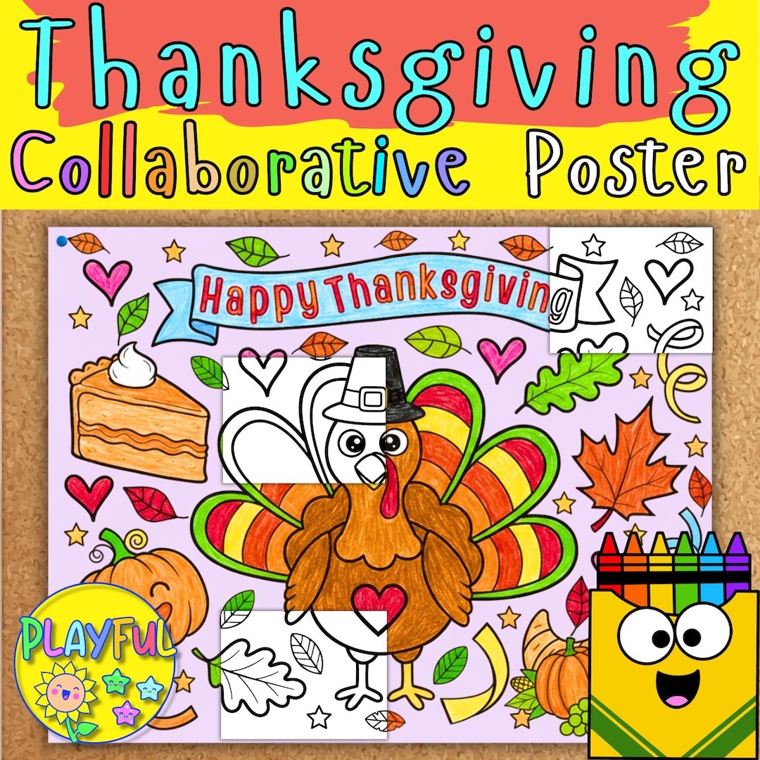 Thanksgiving Turkey Collaborative Coloring Poster SEL Group Art No Prep ...