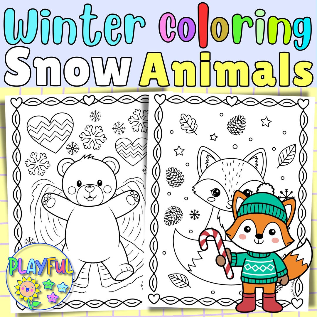 Winter Holiday Coloring Sheets Animals Book Mindfulness Kindergarten ...
