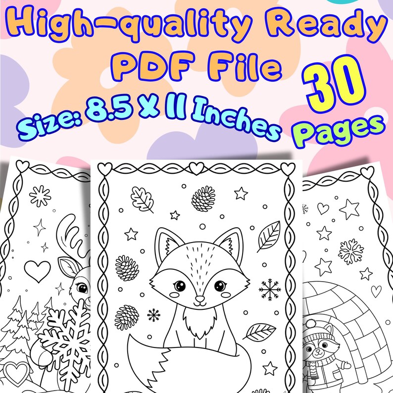 Winter Holiday Coloring Sheets Animals Book Mindfulness Kindergarten ...