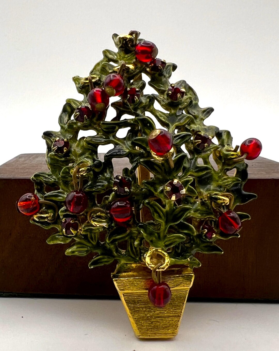 Vintage Enamel Christmas Tree Brooch - Original by Robert - Etsy