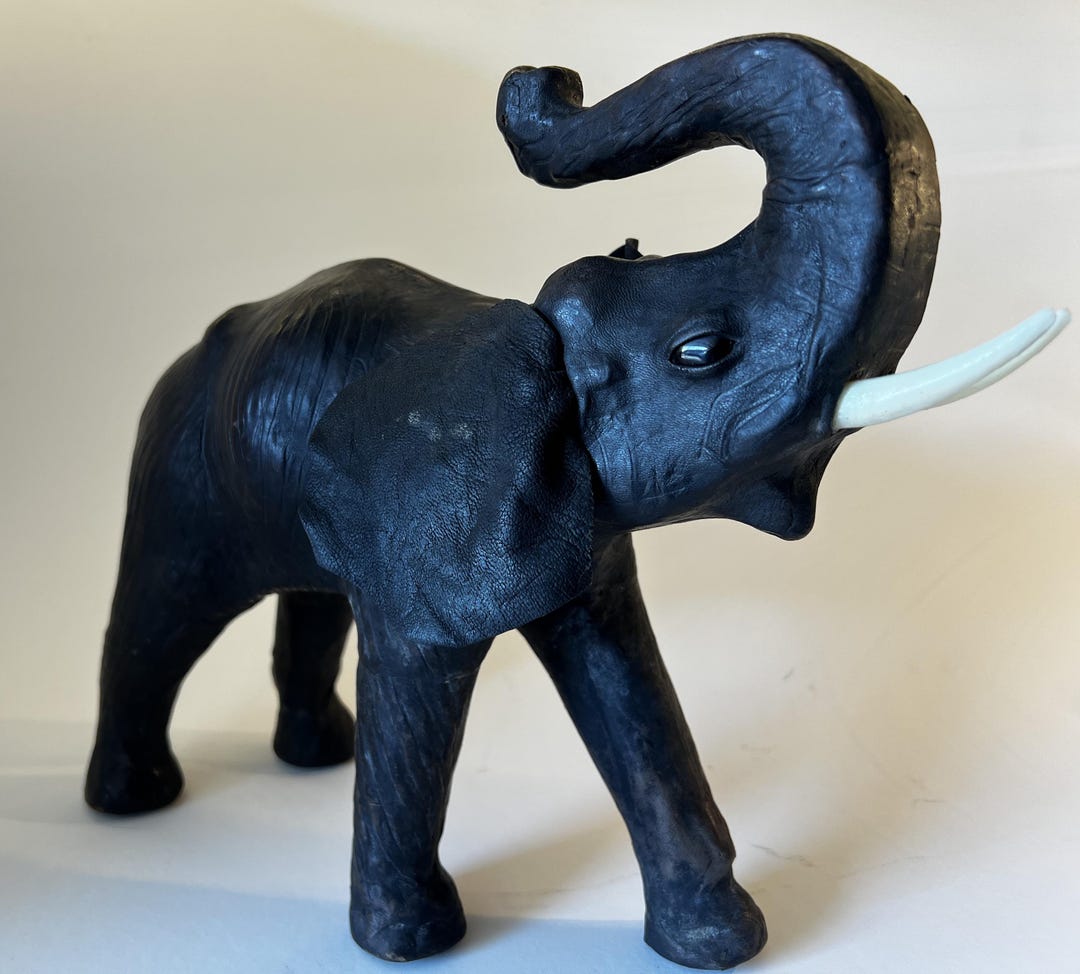 Vintage Leather-wrapped Elephant Figurine - Etsy