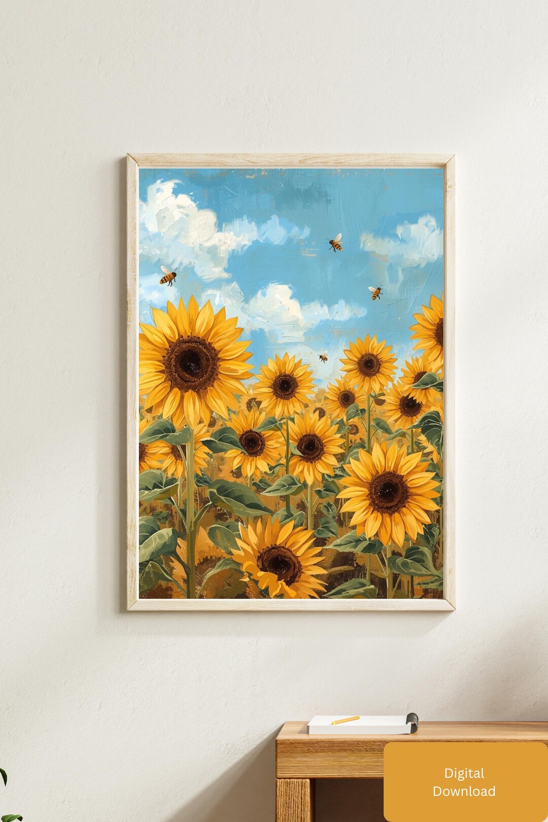 Rustic Sunflower Field Print, Farmhouse Wall Art, Warm Country Decor ...