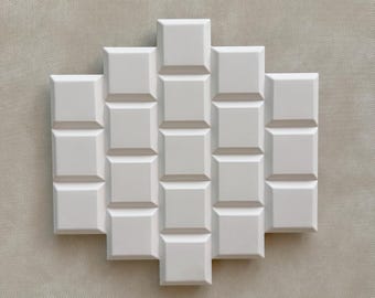 Grid Wall Art | 3D Textured Plaster Panels | Modern Geometric Wall ...