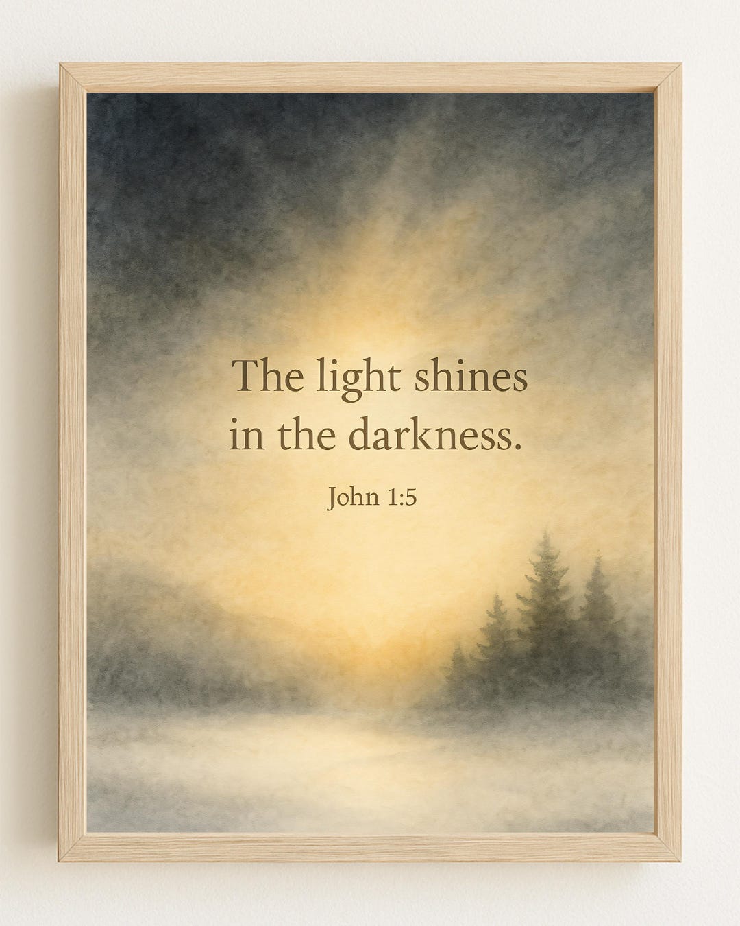 John 1:5 Scripture Print, Light Shines in the Darkness, Bible Verse ...