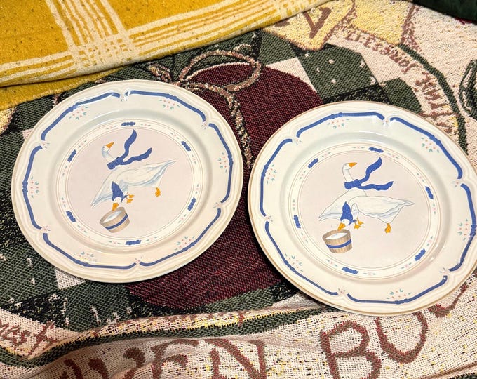 Vintage Newcor Countryside Goose Plates Set of 2 | 11” Stoneware - Etsy