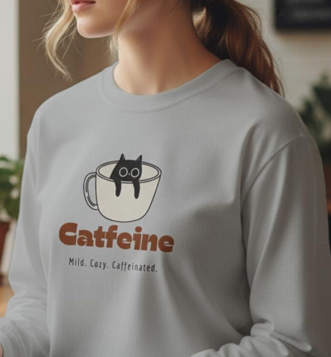 Catfeine Long Sleeve Shirt – Funny Cat Lover Gift - Etsy