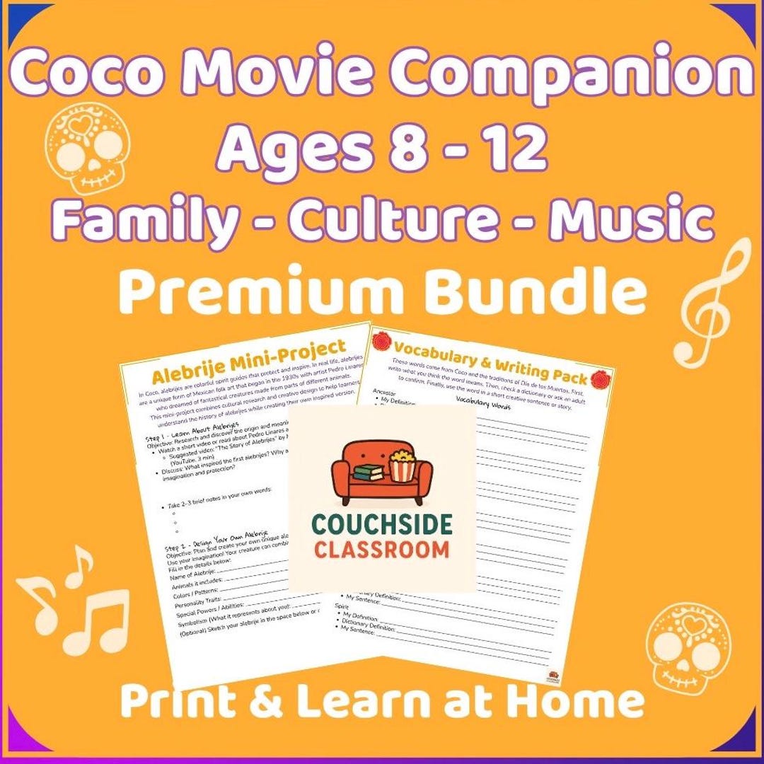 Coco Movie Companion Premium Homeschool Bundle Worksheet PDF Bundle ...