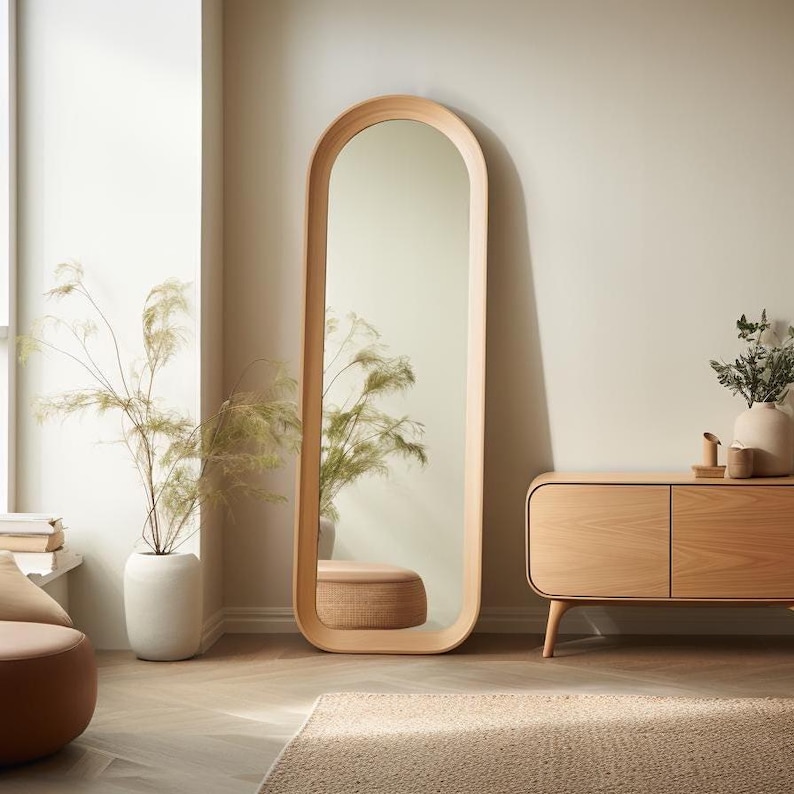 Oak Full Length Mirror - Oak Modern Standing Mirror - Handmade Oak ...