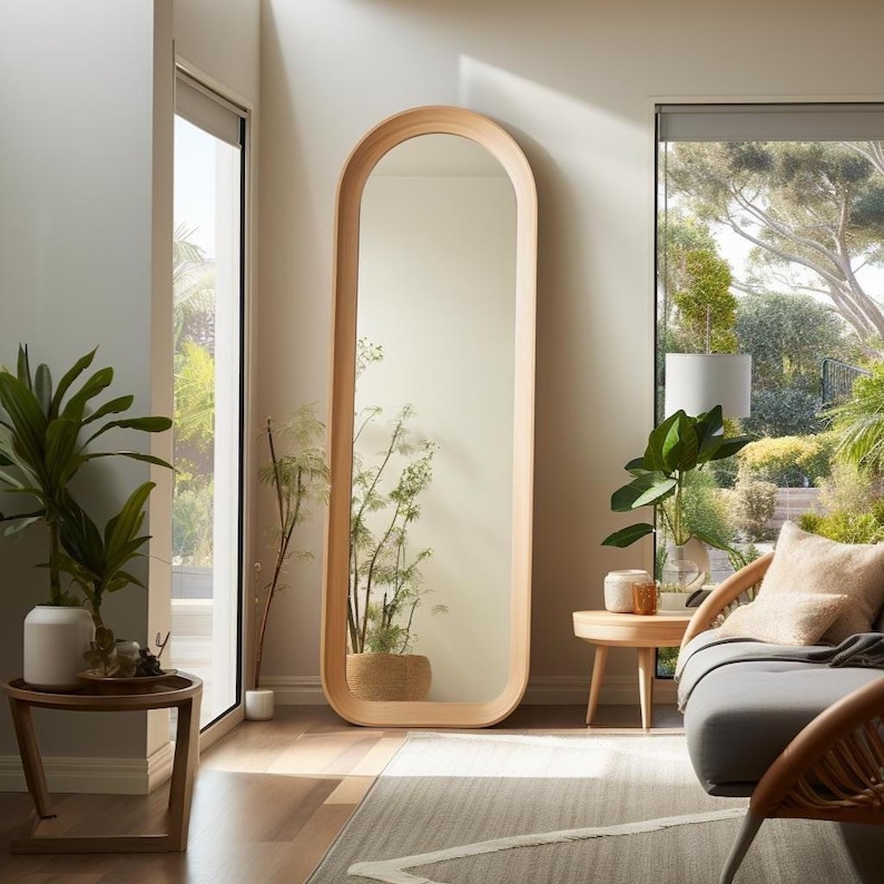 Oak Full Length Mirror - Oak Modern Standing Mirror - Handmade Oak ...