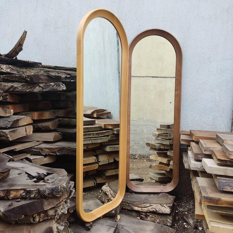 Oak Full Length Mirror - Oak Modern Standing Mirror - Handmade Oak ...