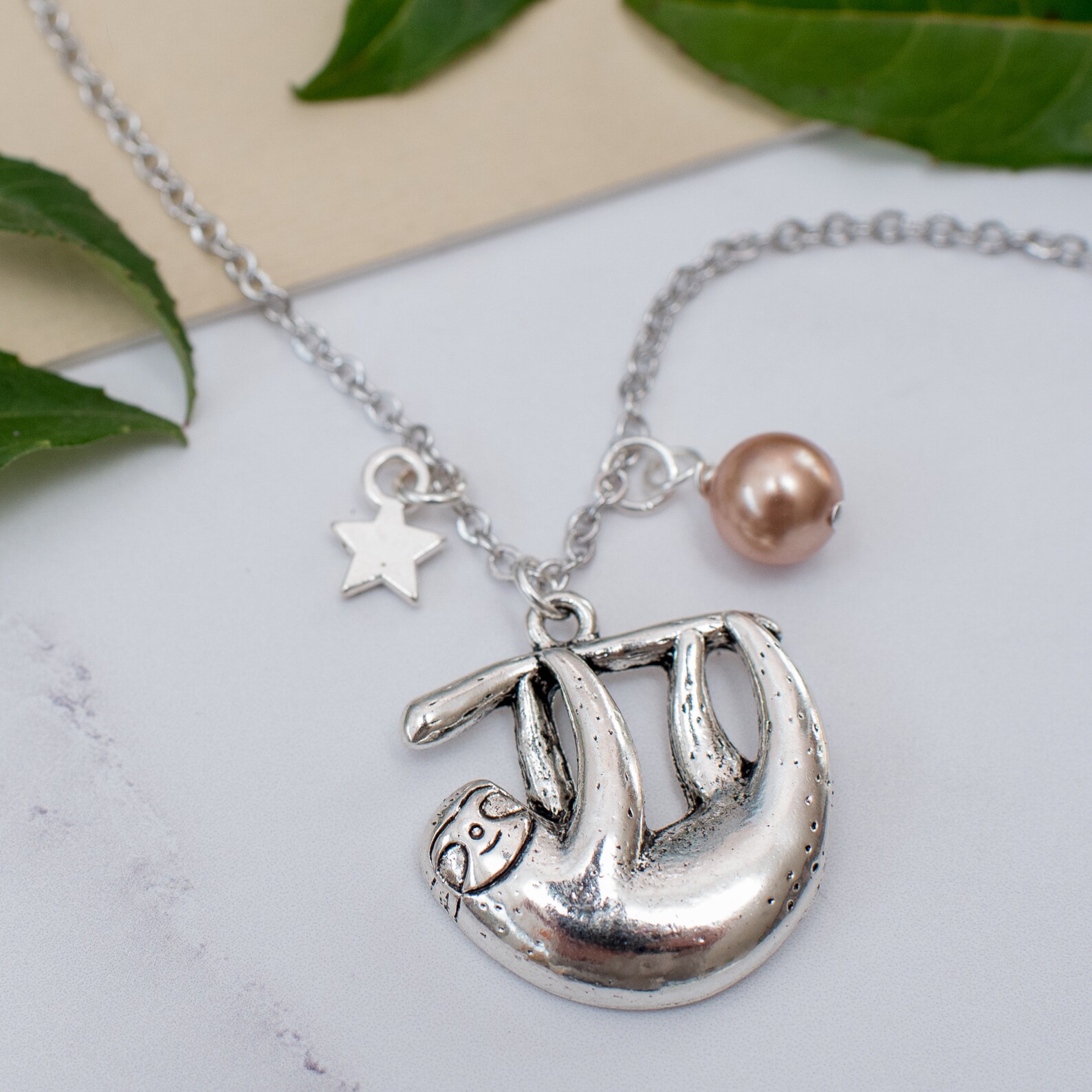 Personalised Sloth Charm Necklace Gift for Sloth Lovers - Etsy UK
