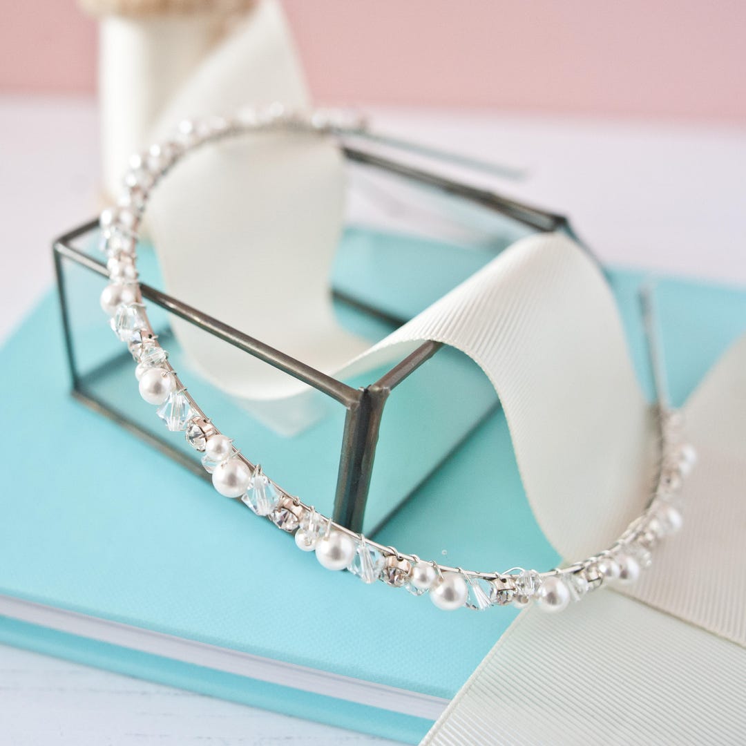 Pearl Bridal Headband, Diamante Headband, Bridal Headdress, Pearl and ...